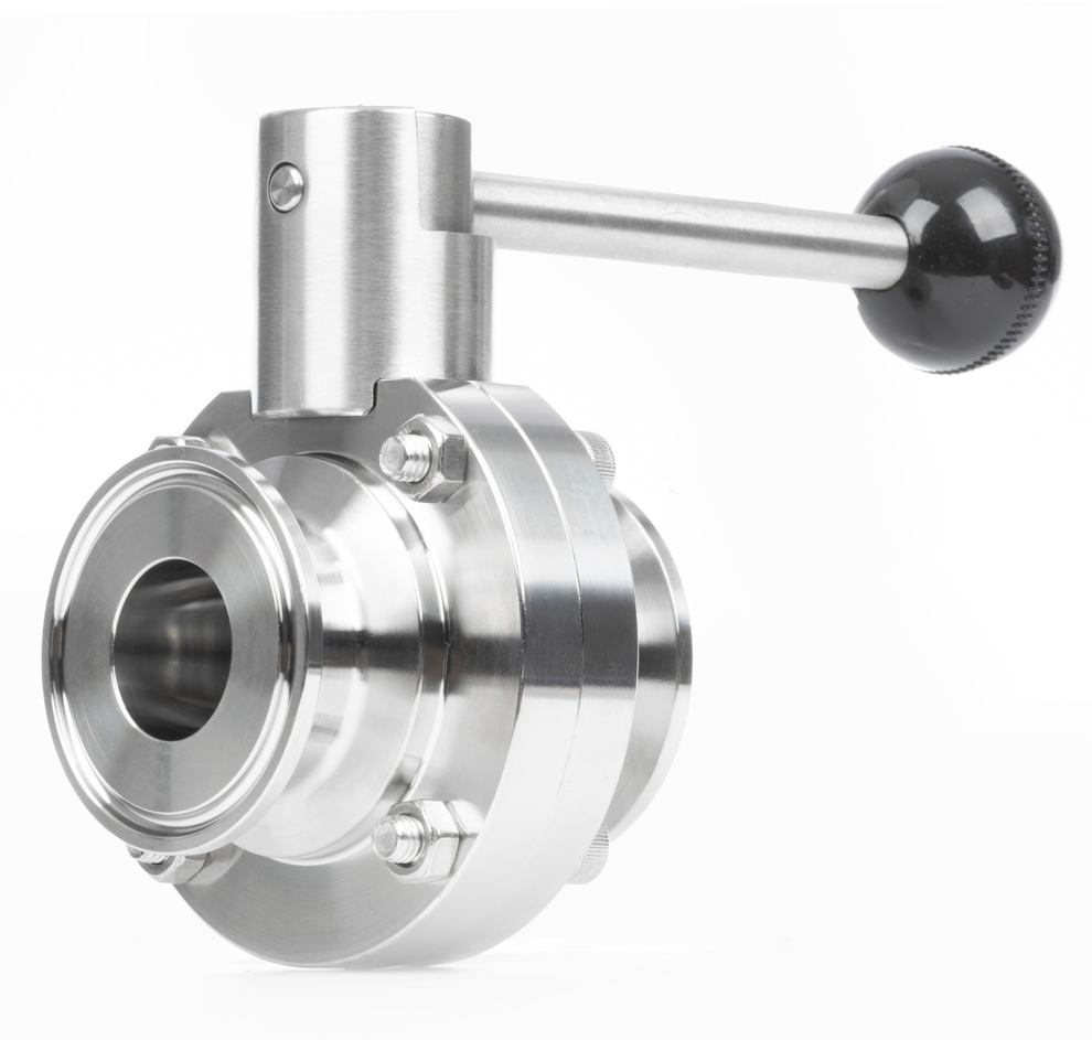 Válvula de mariposa sanitaria Tri Clamp de 1" - Acero inoxidable 304 ...