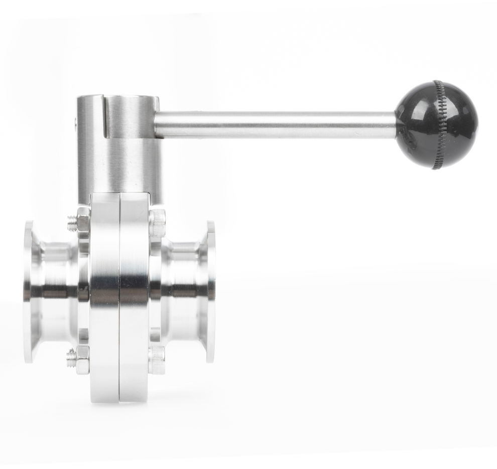 Válvula de mariposa sanitaria Tri Clamp de 1" - Acero inoxidable 304 ...