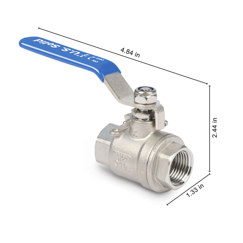 1/2" Ball Valve - 316 Stainless Steel Female Ball Valve, Full Port – U ...
