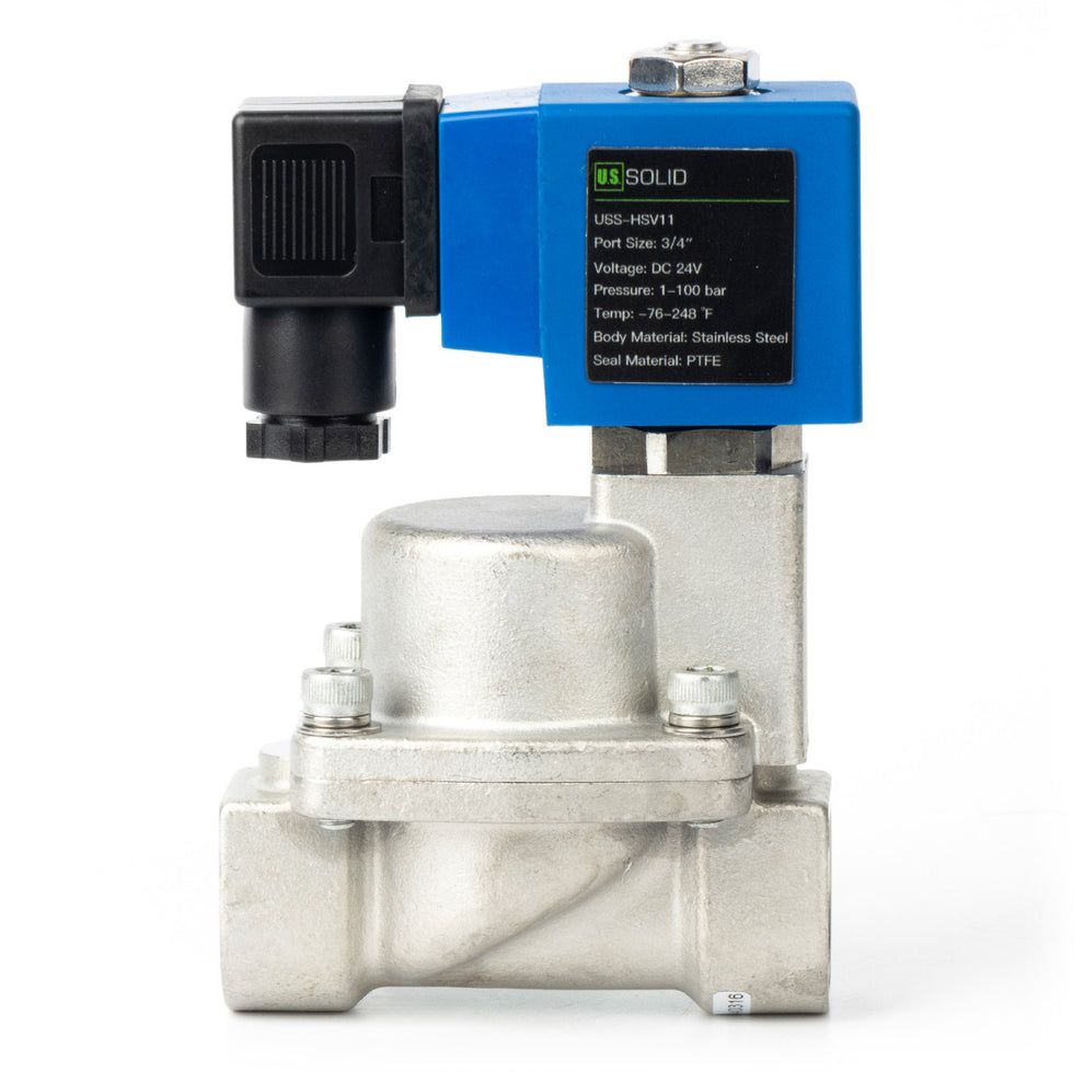 High Pressure Solenoid Valve - 3/4" Stainless Steel 100 bar, 24V DC Hi ...