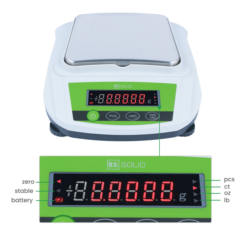 0.01 g x 2 kg / 4.4 lbs Precision Balance - 6.2" x 5" Rectangular Pan ...