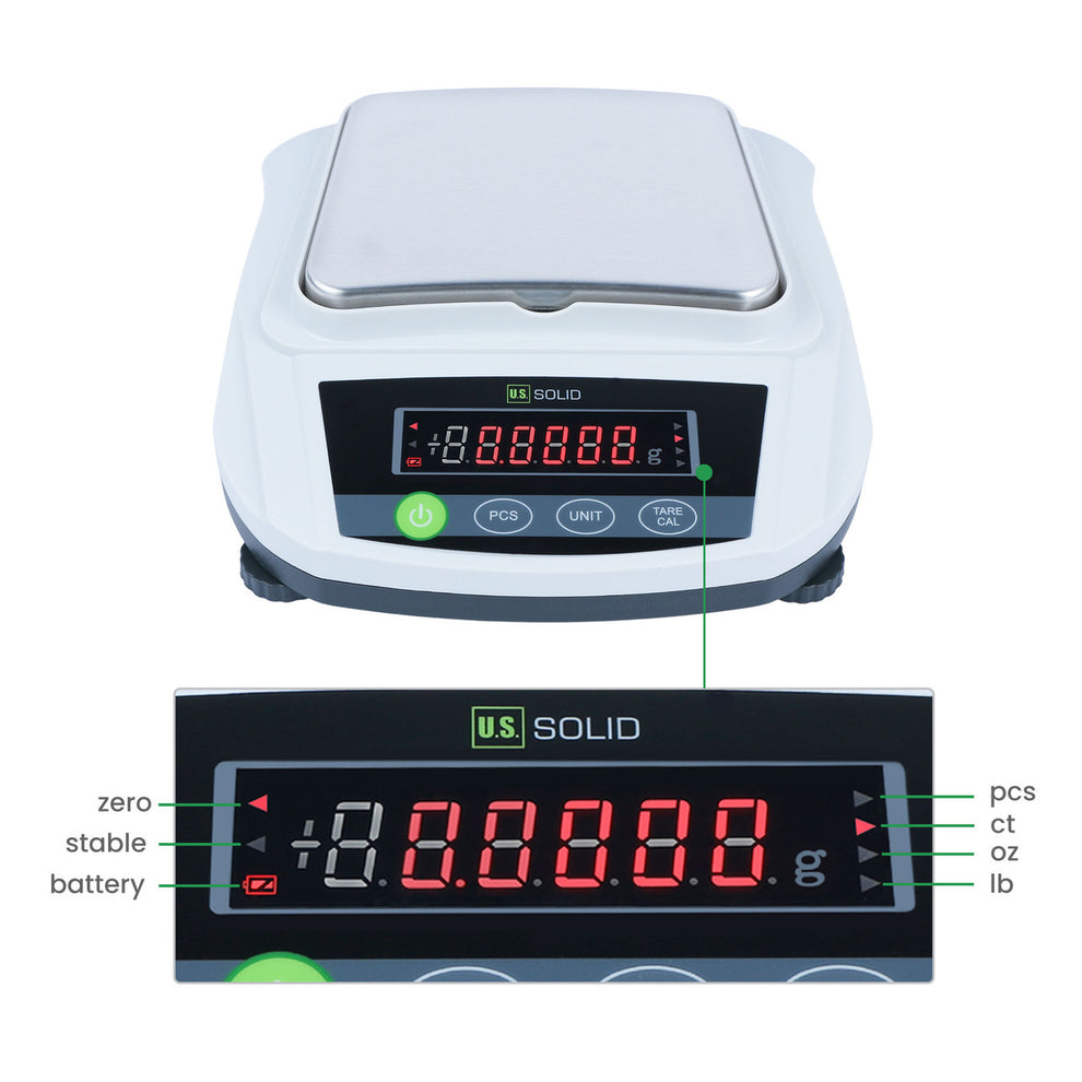 2000g x 0.01 g Precision Balance - 6" x 5" Weighing Pan Digital Scale ...