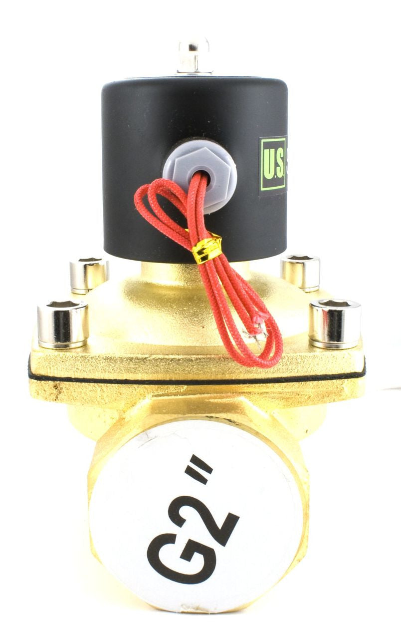 2" Brass Electric Solenoid Valve 12VDC, Normally Closed (Water, Diesel ...