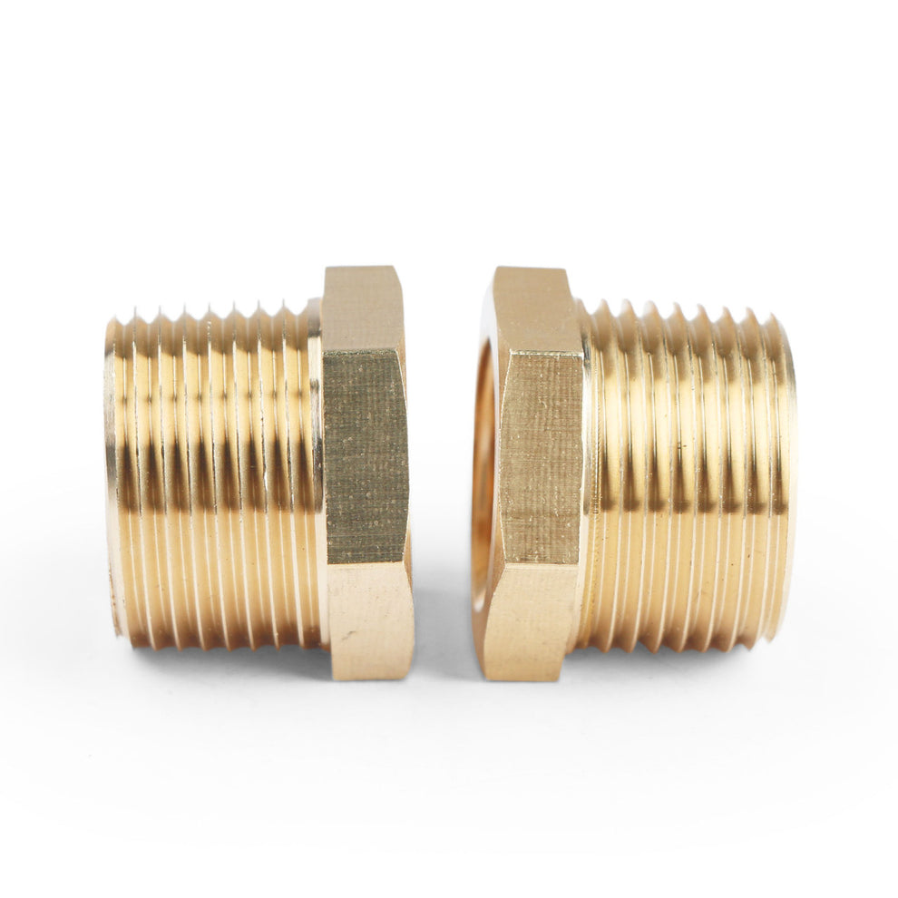 U.S. Solid 2 stk. messingreduksjonsstykke sekskantbøssing messinggjeng