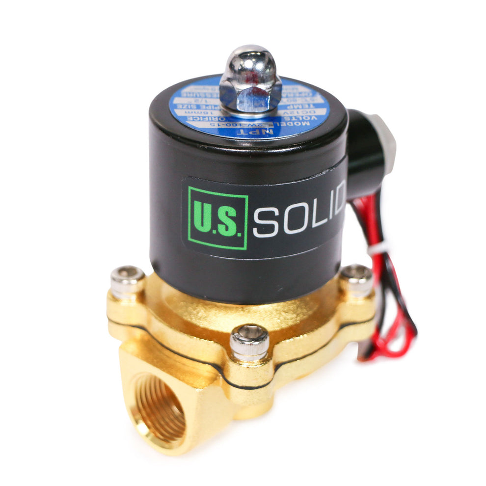 U.S. Solid Solenoid Valve - 1/2" Zinc Alloy 12V DC Solenoid Valve, NBR
