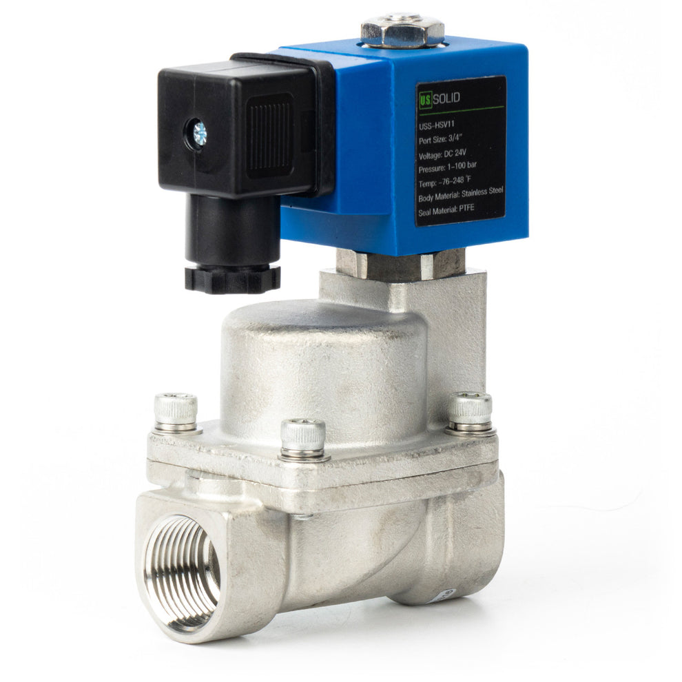 High Pressure Solenoid Valve - 3/4" Stainless Steel 100 bar, 24V DC Hi ...