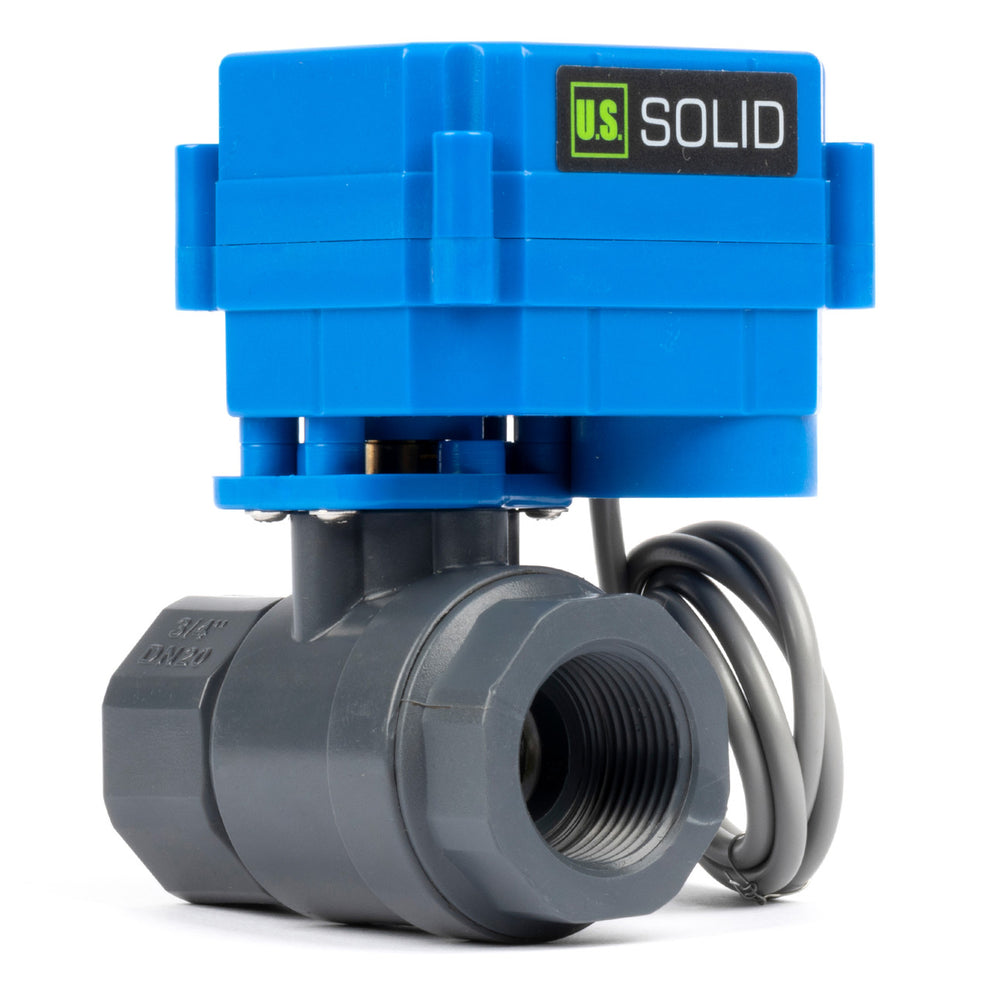 3/4" UPVC Motorized Ball Valve - Normally Open 9-36V AC/DC Plastic Ele ...