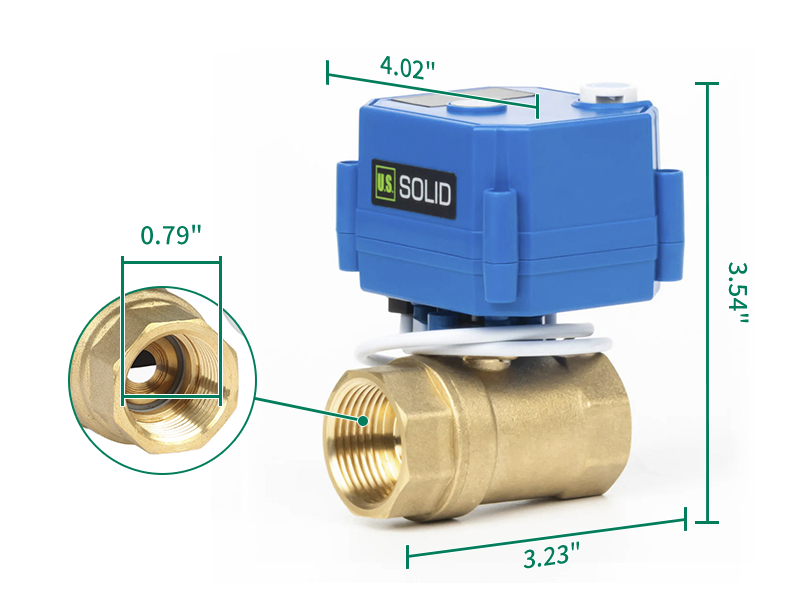 1" Motorized Ball Valve with Manual Function - 2 Wire Auto Return, Bra ...