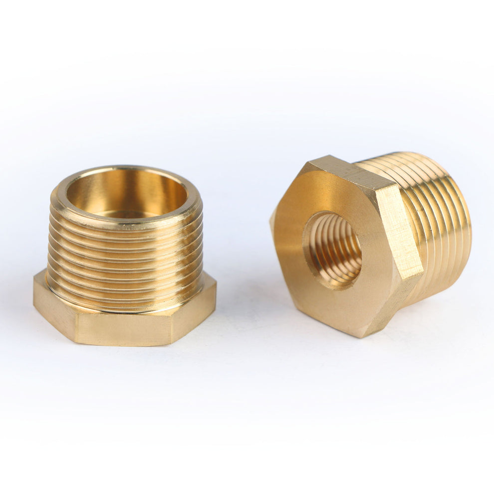 U.S. Solid 2 stk. messingreduksjonsstykke sekskantbøssing messinggjeng