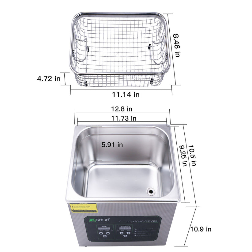 U.S. Solid 10 L Ultrasonic Cleaner, 40 KHz Stainless Steel Ultrasonic