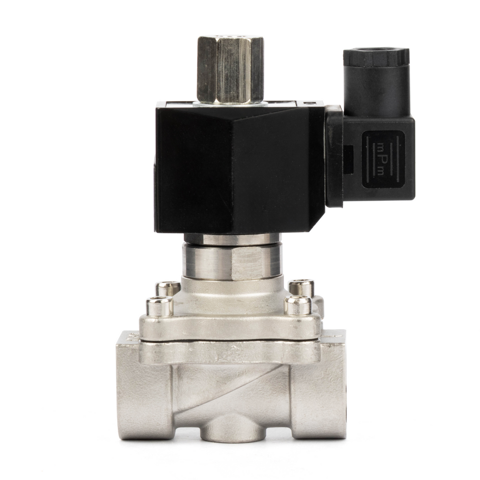 Válvula solenoide de 3/4" - 24 V CC, de acero inoxidable, normalmente ...