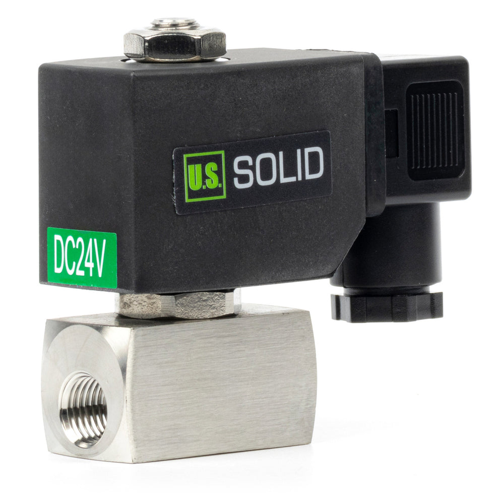 High Pressure Solenoid Valve - 1/4" Stainless Steel 60 bar, 24V DC Hig ...