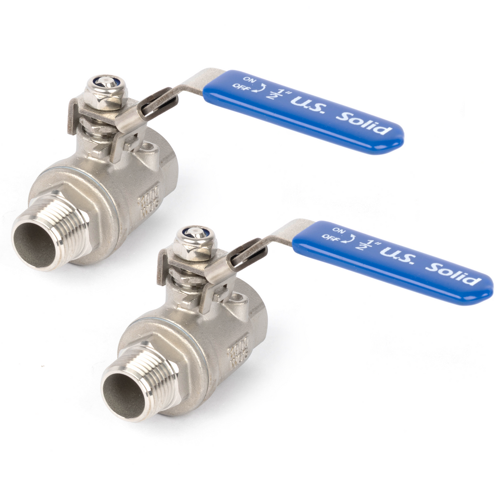1/2" Ball Valve, Pack of 2 – Male x Female 304 Stainless Steel Heavy D ...