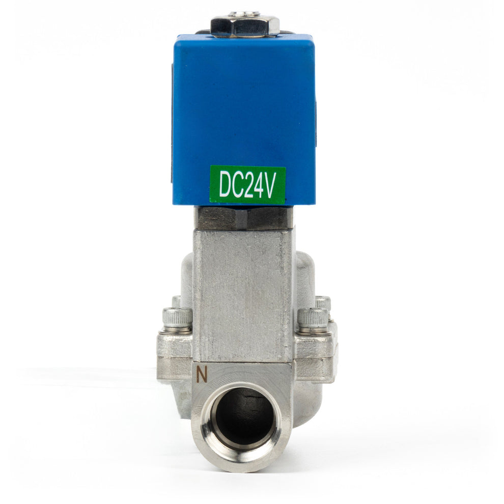 High Pressure Solenoid Valve - 1/2" Stainless Steel 100 bar, 24V DC Hi – U.S. Solid