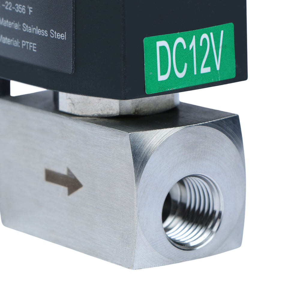 High Pressure Solenoid Valve - 1/4" Stainless Steel 60 bar, 12V DC Hig ...