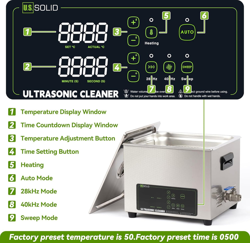 3L Dual-Frequency Ultrasonic Cleaner - 28/40kHz, Digital with Heater ...