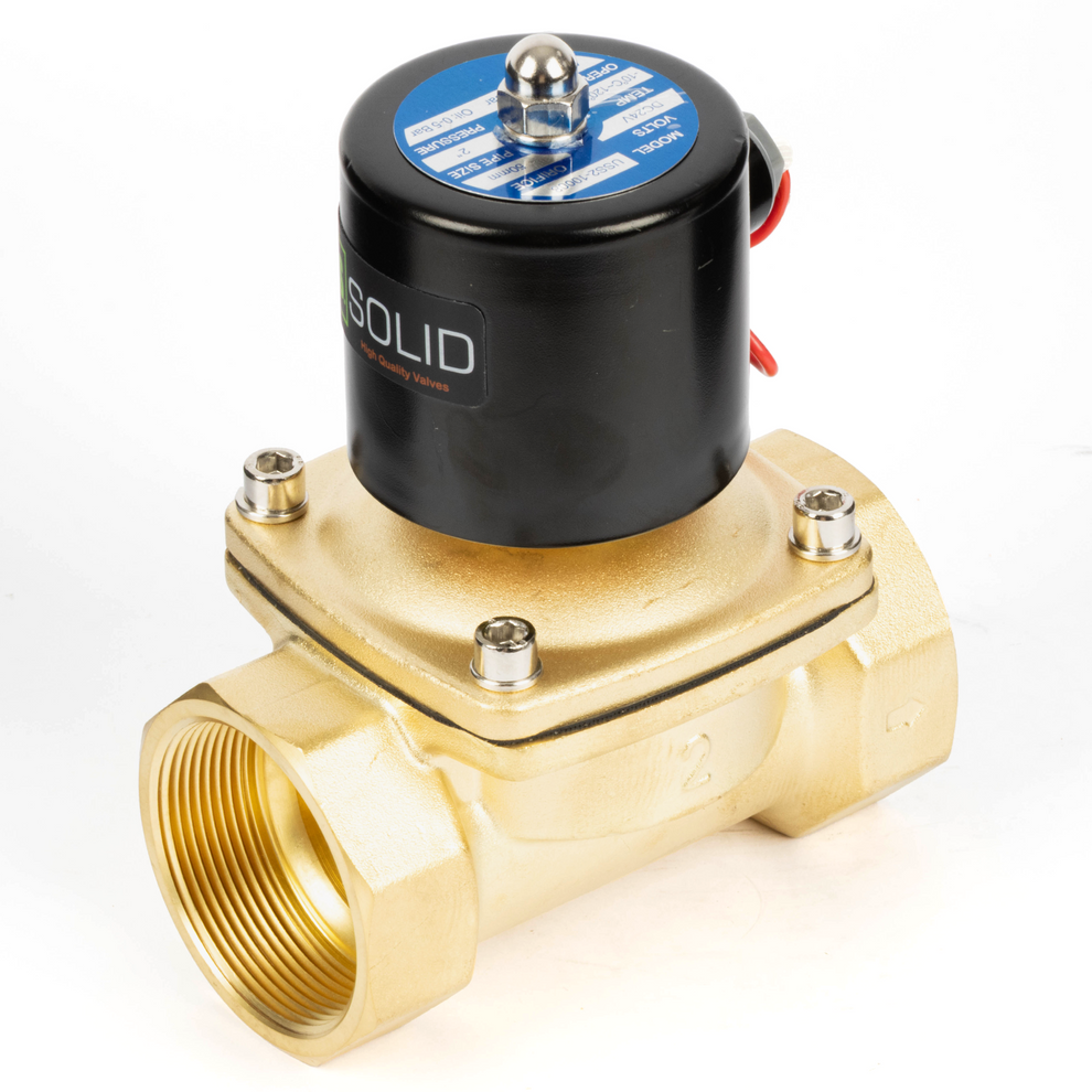 2" Brass Solenoid Valve - 24V DC Normally Closed, Viton Seal – U.S. Solid