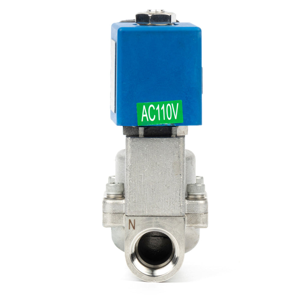 High Pressure Solenoid Valve - 1/2" Stainless Steel 100 bar, 110/220V ...