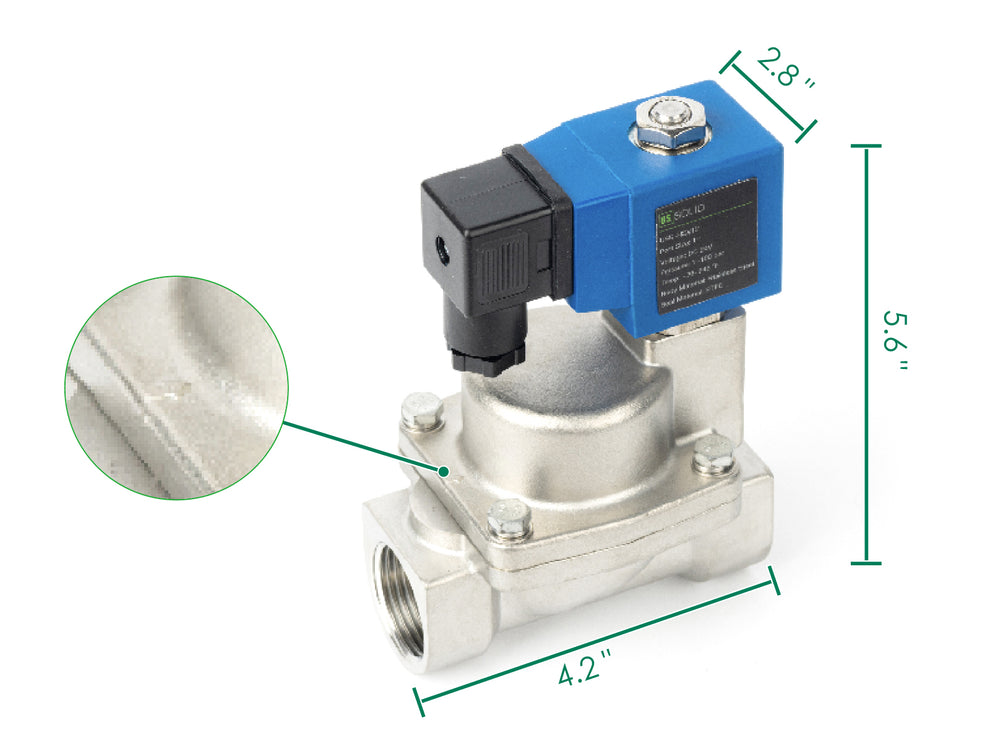 High Pressure Solenoid Valve - 1" Stainless Steel 100 bar, 24V DC High – U.S. Solid