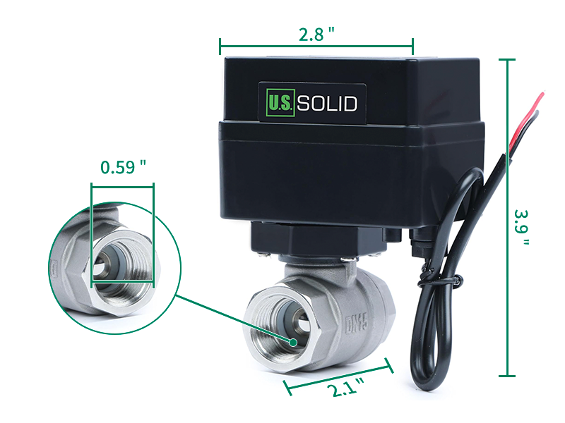 1/2" Motorized Ball Valve - Stainless Steel Electric Ball Valve with 3 ...