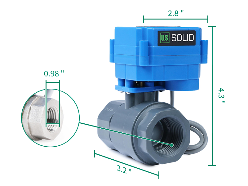 1" UPVC Motorized Ball Valve - 9-36V AC/DC Plastic Electrical Ball Val ...