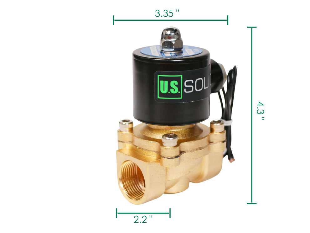 U.S. Solid Solenoid Valve - 3/4" Zinc Alloy 12V DC Solenoid Valve, NBR