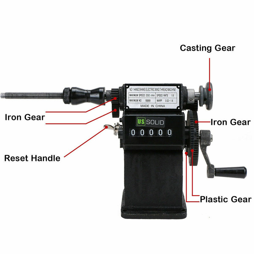 U.S. Solid Dual-Purpose Electric/ Manual Coil Winding Machine w/ Counter