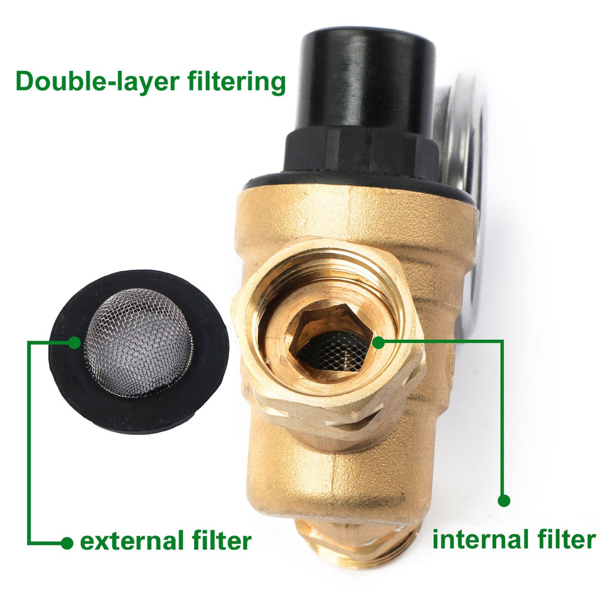 Water Regulator Valve- Adjustable Pressure Regulator w/Pressure Gauge ...