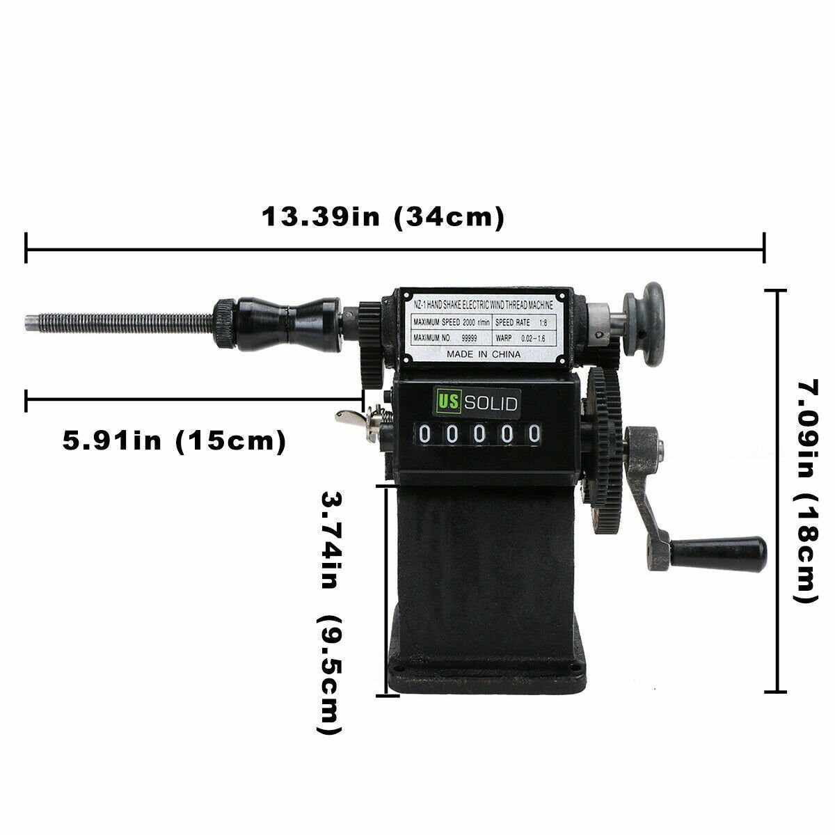 U.S. Solid Dual-Purpose Electric/ Manual Coil Winding Machine w/ Counter